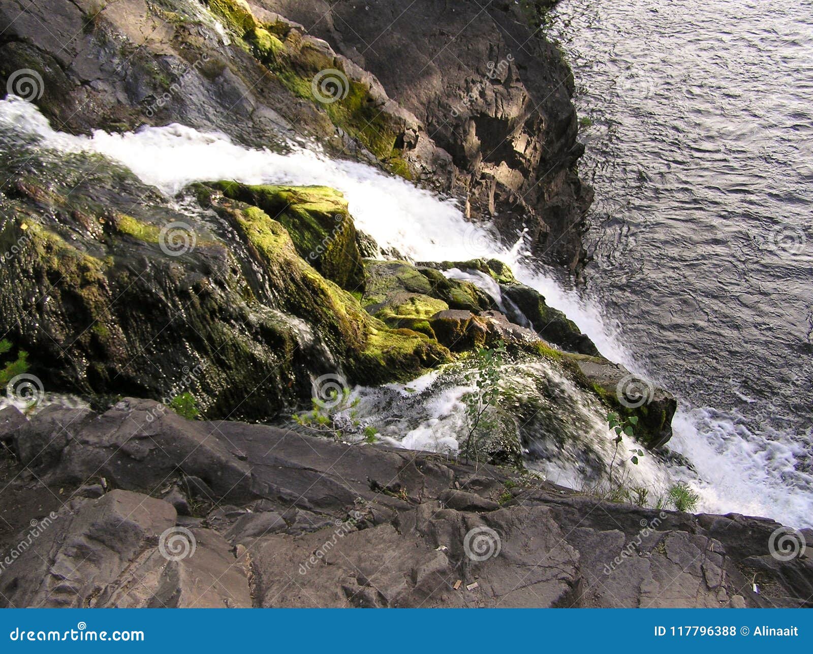Mountain Low Waterfall with a Rapid Current Stock Photo - Image of ...