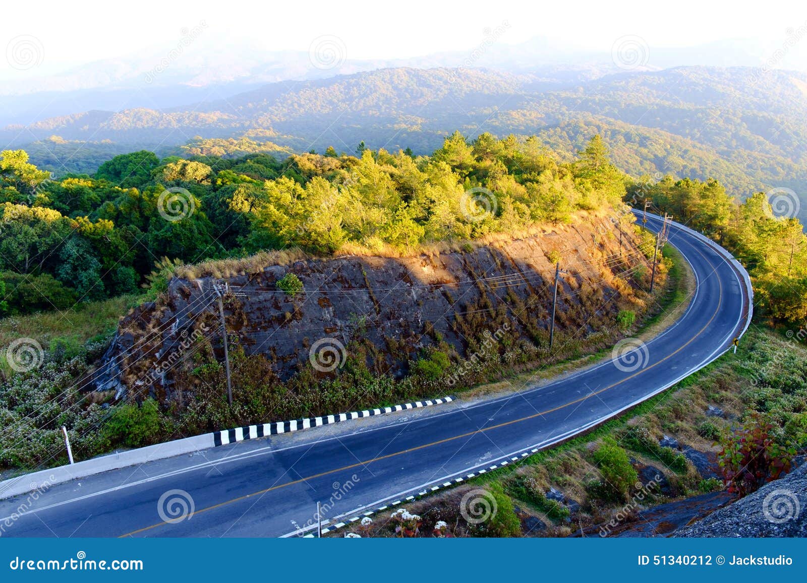 Beautiful Mountain Road with Sunlight Stock Photo - Image of outdoor ...