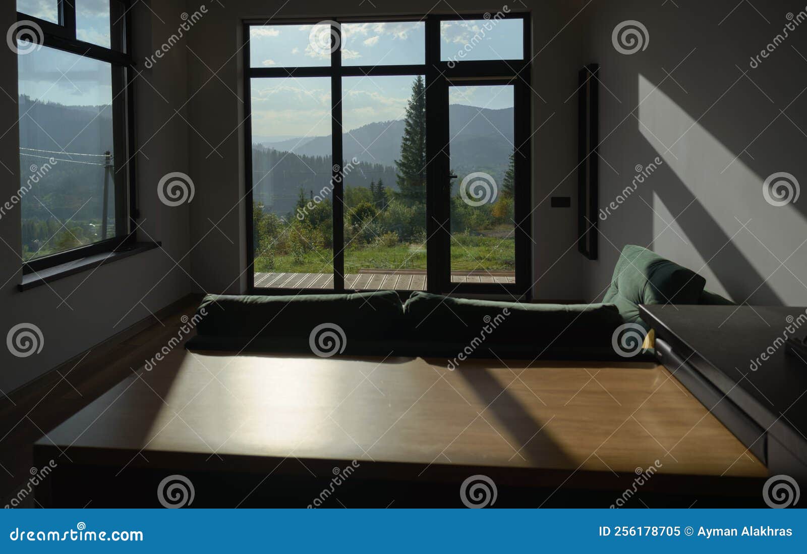 Beautiful Mountain View from Modern House with Big Panoramic Windows ...