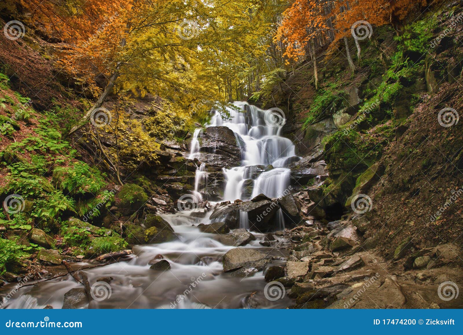 Mountain Low Waterfall With A Rapid Current Stock Photography ...