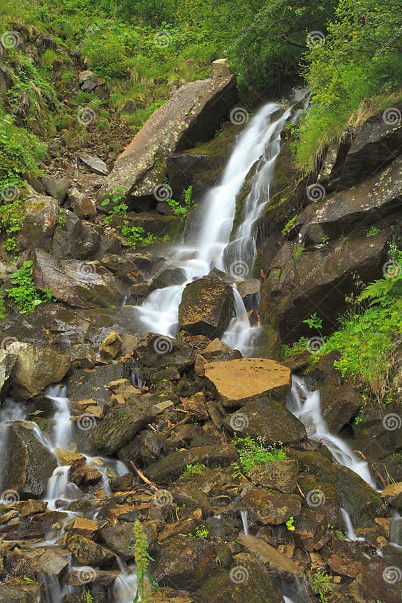 Beautiful Mountain Waterfall Stock Image - Image of creek, peaceful ...