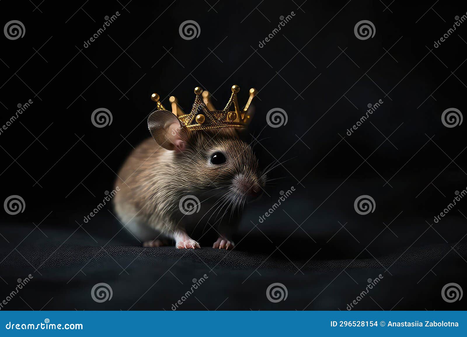 Beautiful Mouse in Gold Crown on Matte Black Background. Generative AI ...