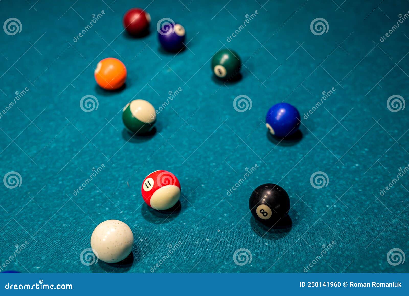 Beautiful Multi-colored Balls with Numbers Lie Under the Light of Lamps ...