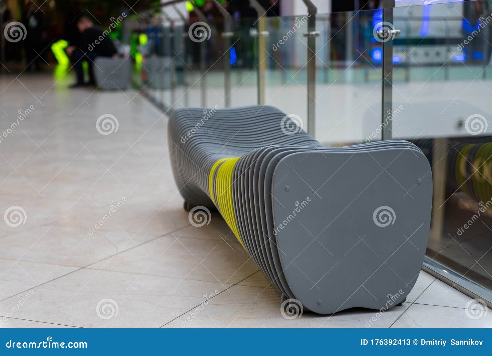 Beautiful Multi-colored Benches in a Shopping Center Stock Image ...