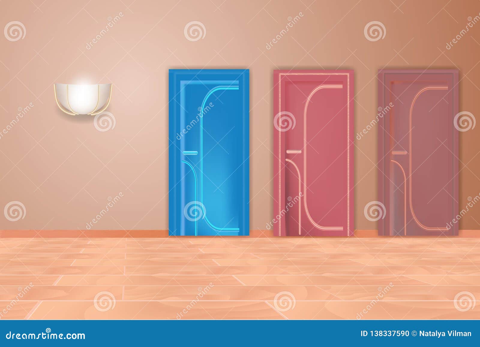 Beautiful Multi-colored Doors. Modern Home Interior Stock Illustration ...