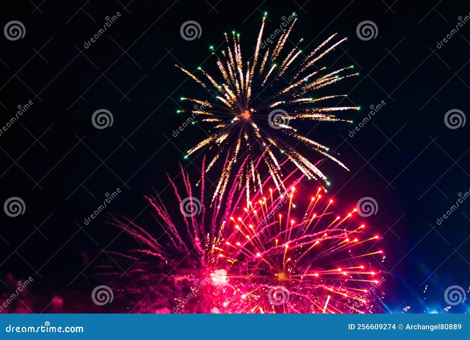 Beautiful Multi-colored Fireworks Against the Background of the Night ...