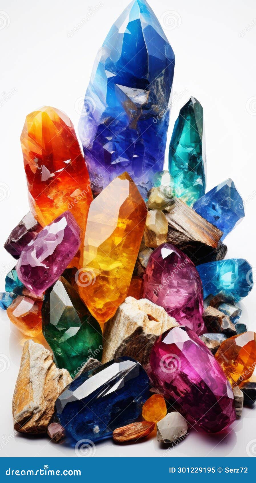 Colored gemstones minerals stock image. Image of polished - 301229195