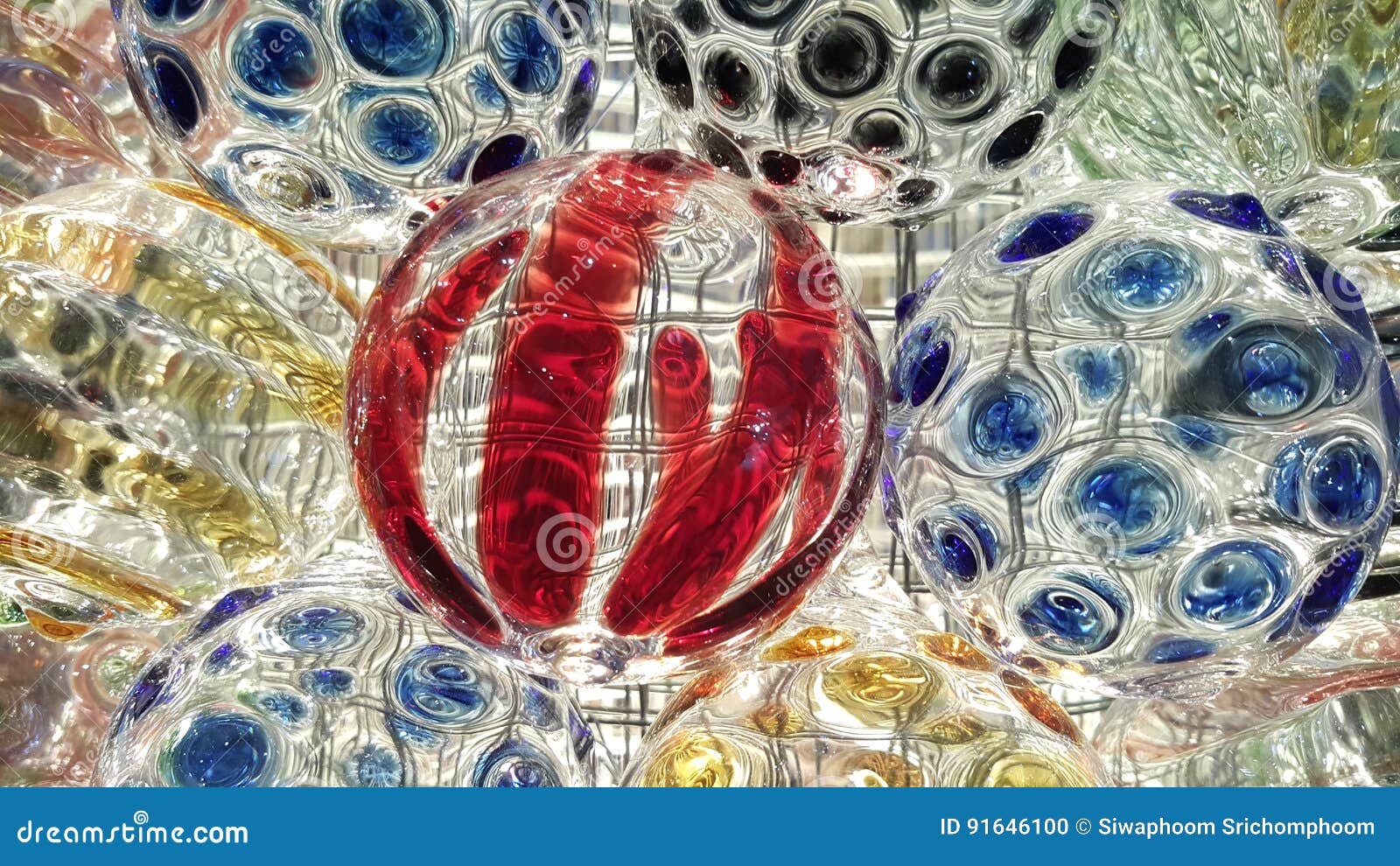 Beautiful of Multi-colored Glass Globe Stock Photo - Image of football ...