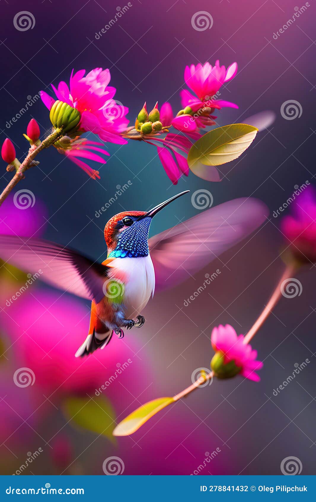 Beautiful Multi-colored Hummingbird Has Arrived,Ai Stock Illustration ...