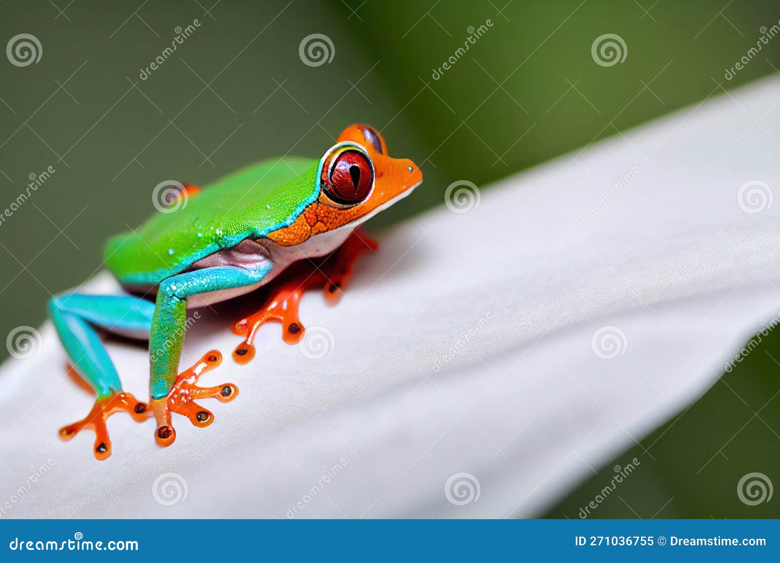 Beautiful Multi-colored Red Eyed Tree Frog on Leaf of Tropical Plant ...