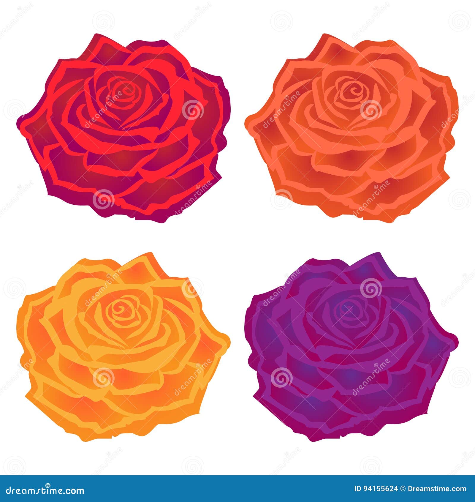 Beautiful Multi-colored Roses. Flower Stock Illustration - Illustration ...