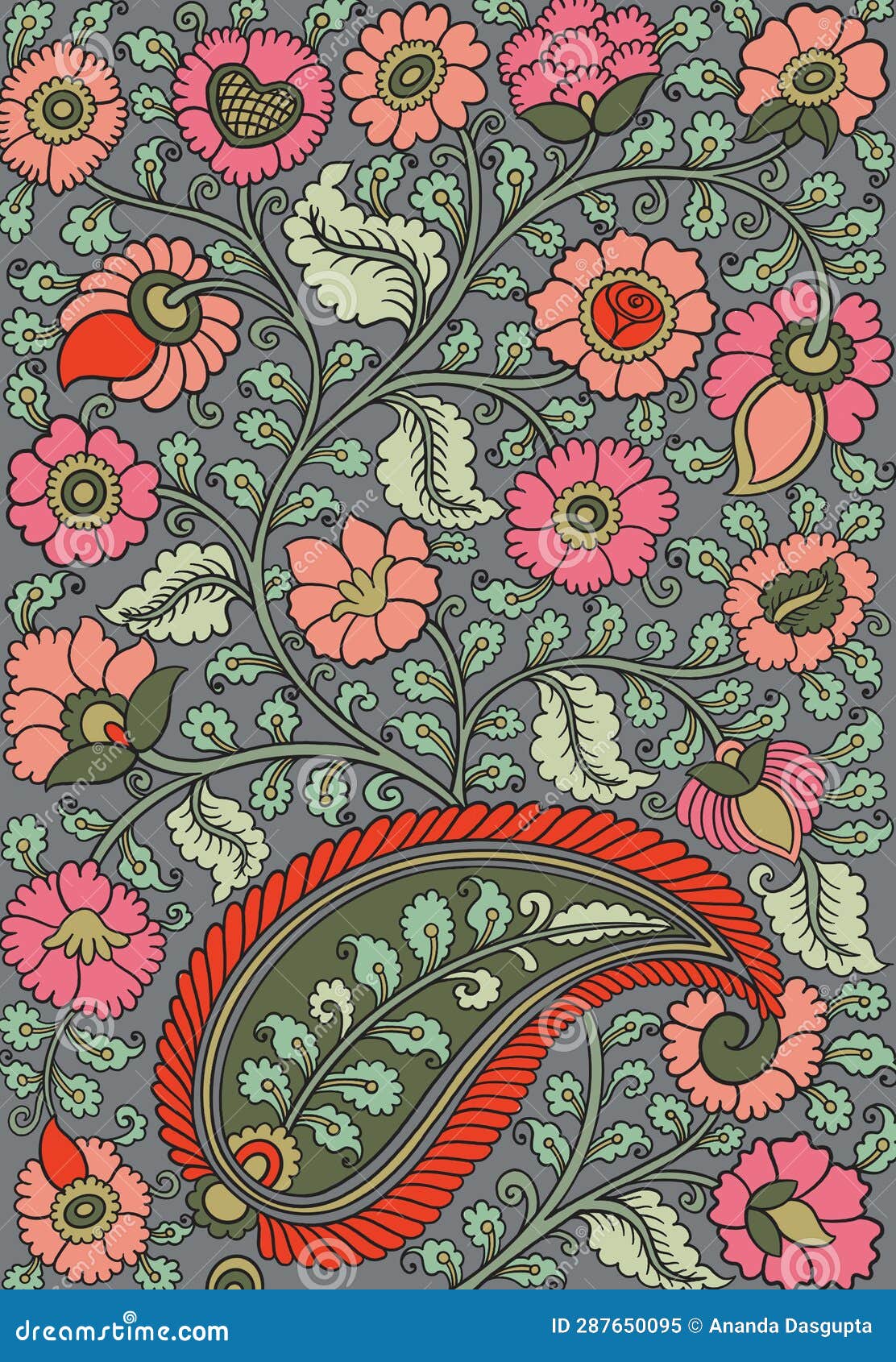 A Beautiful and Multi Colour Kalamkari All Over Pattern and Paisley ...