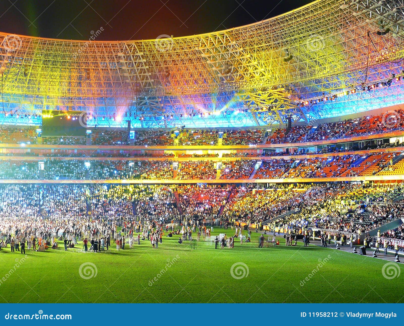 Beautiful Multi-coloured Arena Stock Photo - Image of grass, projectors ...