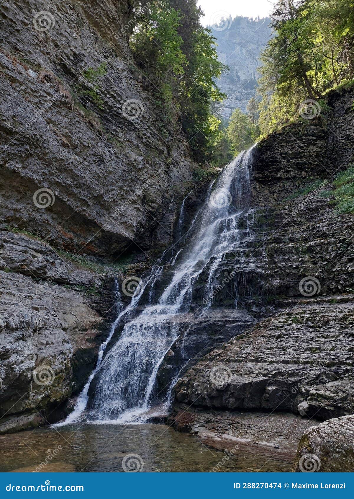 Beautiful Multi Layer Alpine Waterfall Stock Photo - Image of natural ...
