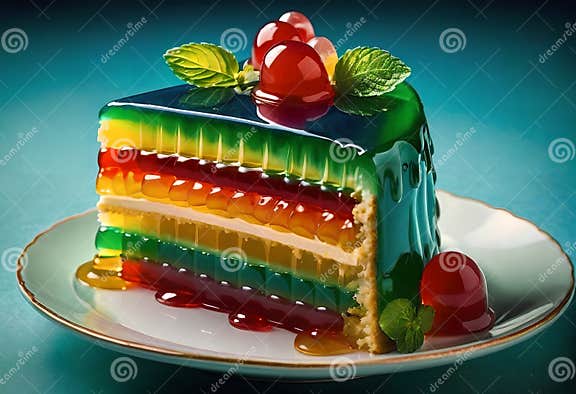 Beautiful Multi-layer Multi-colored Jelly Cake. Stock Image - Image of ...