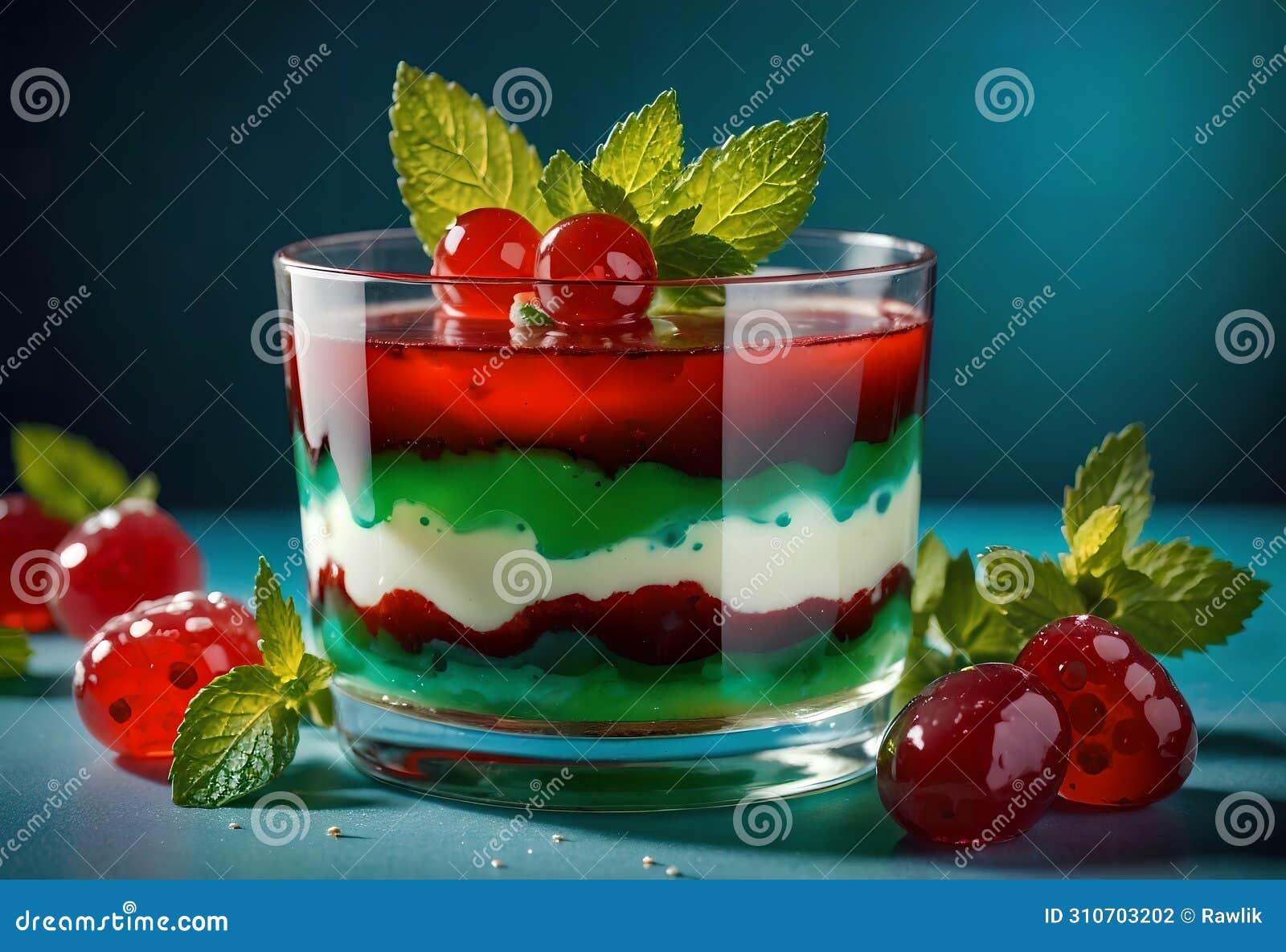 Beautiful Multi-layered Multi-colored Jelly in Glasses. Stock Photo ...