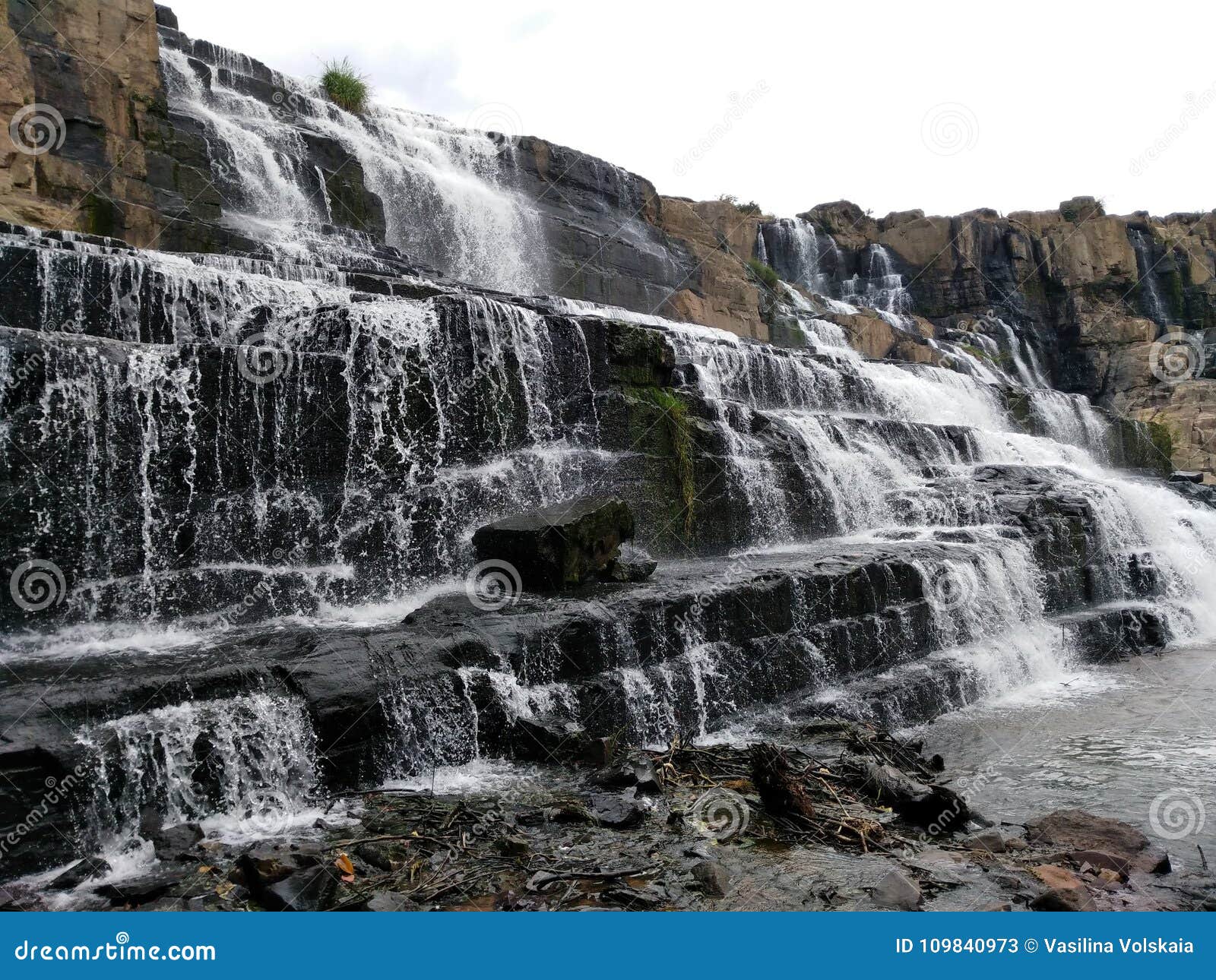 Beautiful Multi-stage Waterfall Landscape Stock Image - Image of ...