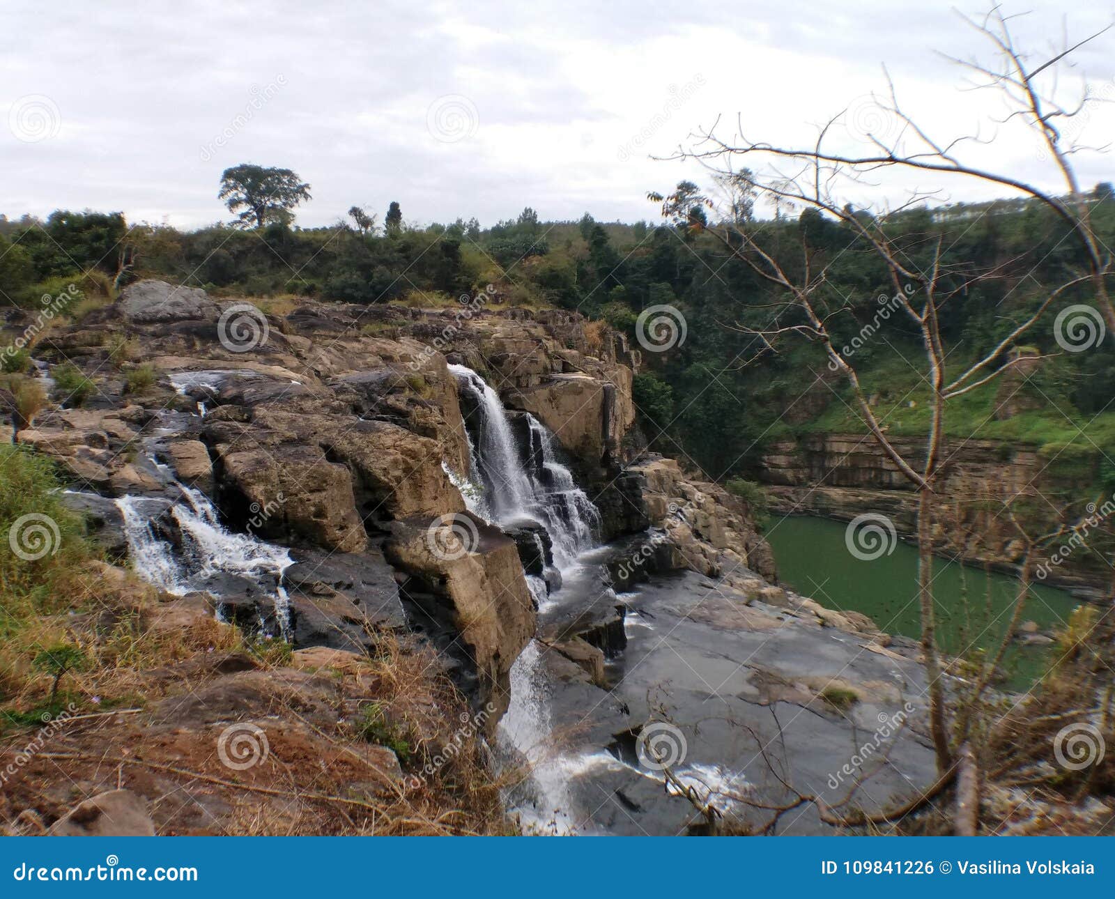 Beautiful Multi-stage Waterfall Landscape Stock Photo - Image of ...
