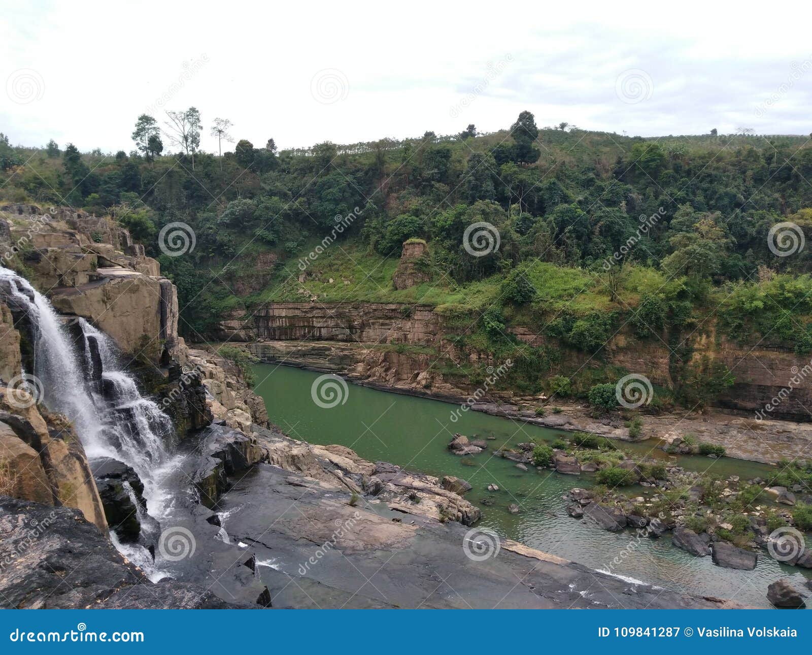 Beautiful Multi-stage Waterfall Landscape Stock Image - Image of ...