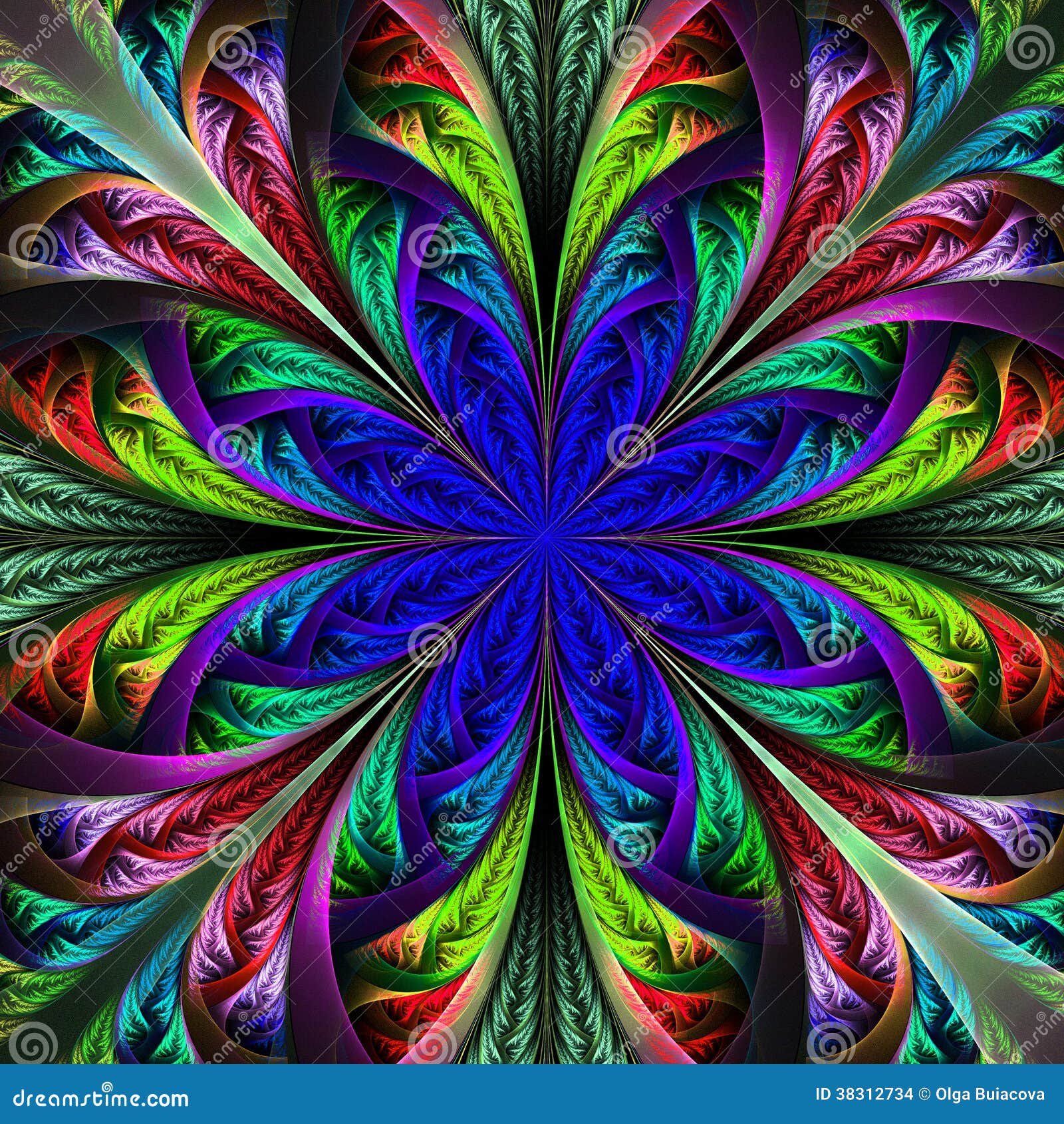 Beautiful Multicolor Fractal Flower. Computer Generated Graphics Stock ...