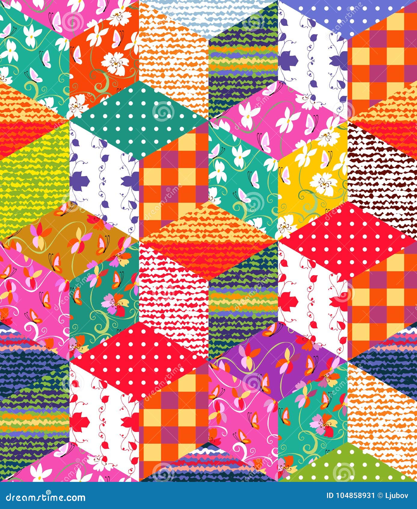 Beautiful Multicolor Patchwork Blanket. Handmade Carpet Stock Vector ...