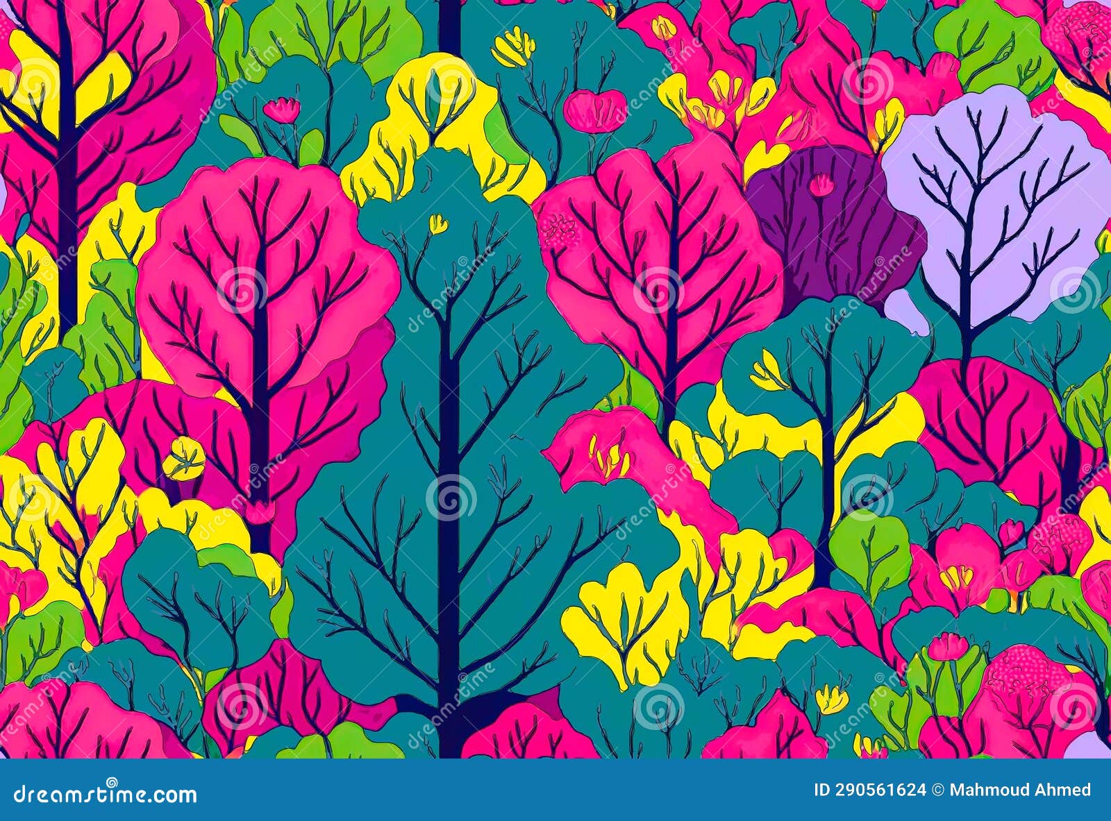 Beautiful Multicolor Trees Garden Stock Illustration - Illustration of ...