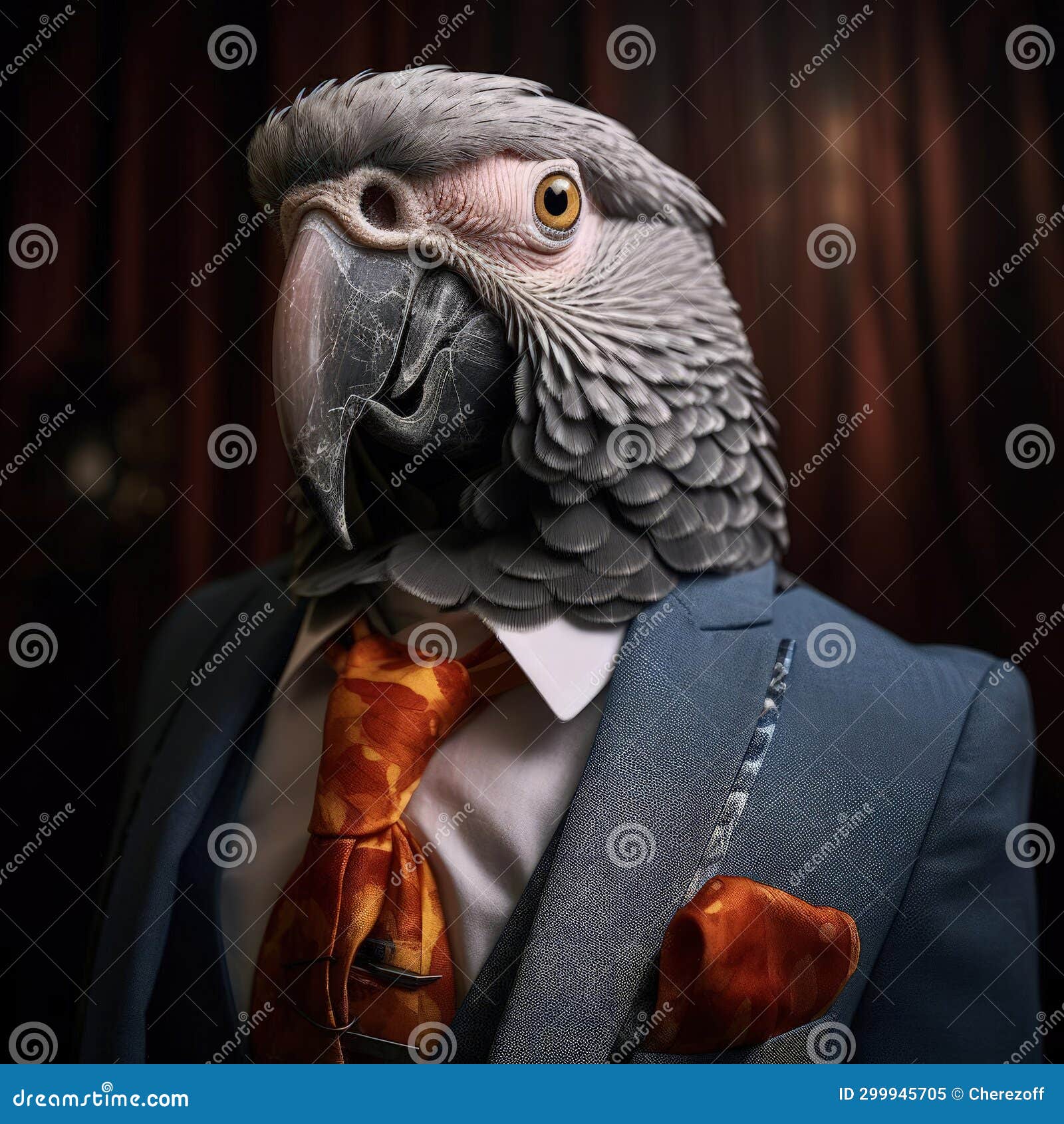 Parrot in suit and tie stock image. Image of bird, wildlife - 299945705