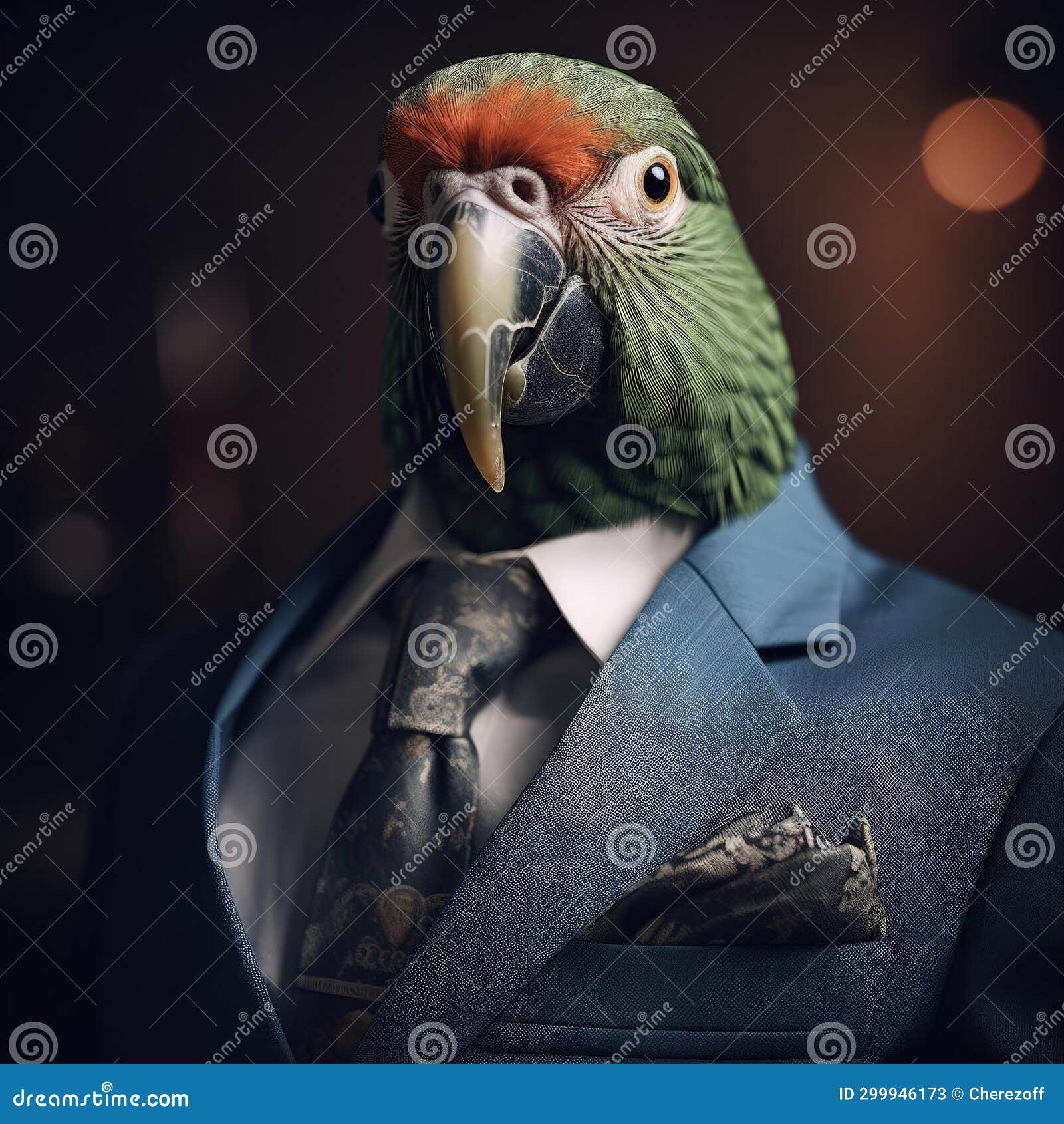 Parrot in suit and tie stock image. Image of corporate - 299946173