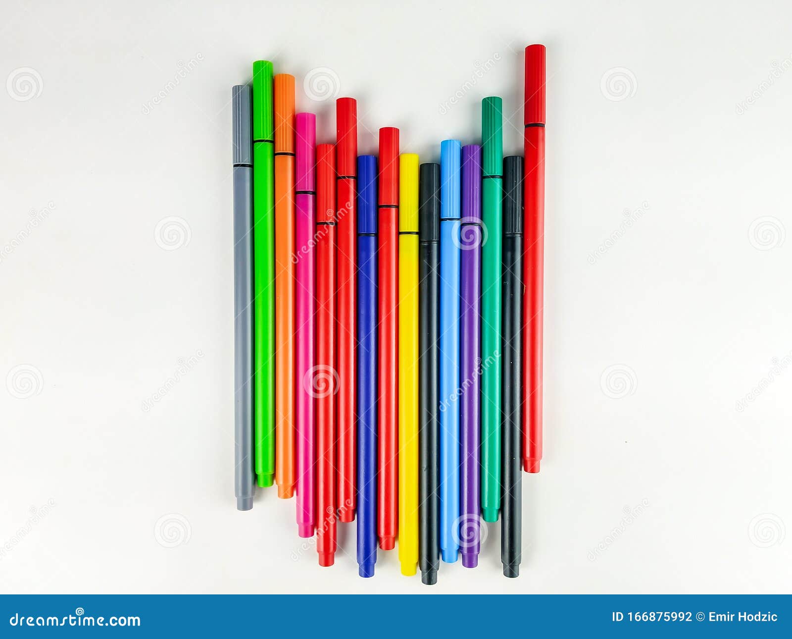 Beautiful Multiple Pens in Different Vivid Colors Lined Randomly on ...
