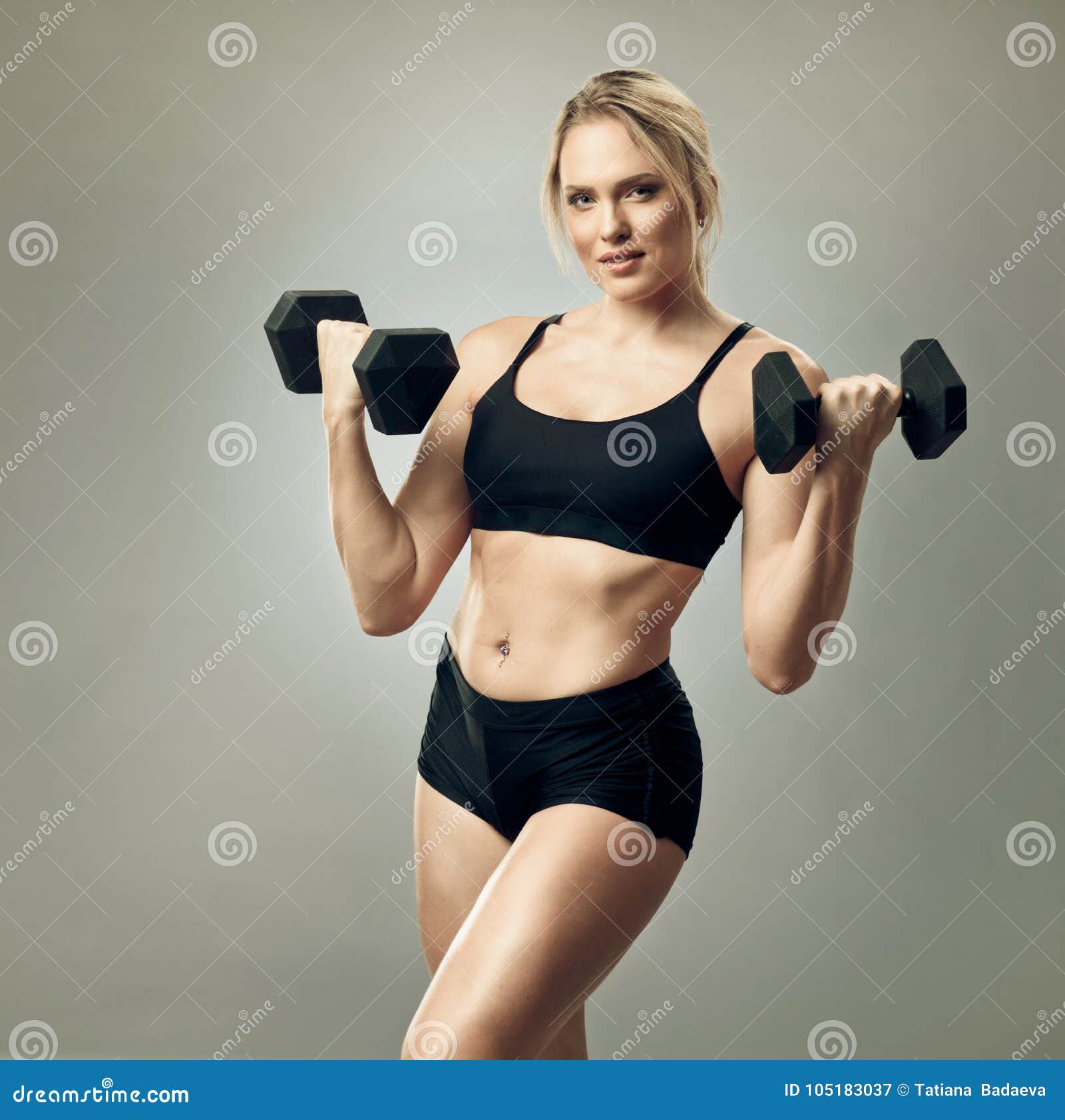 Woman Lifting Dumbbells Stock Image Image Of Athlete 105183037