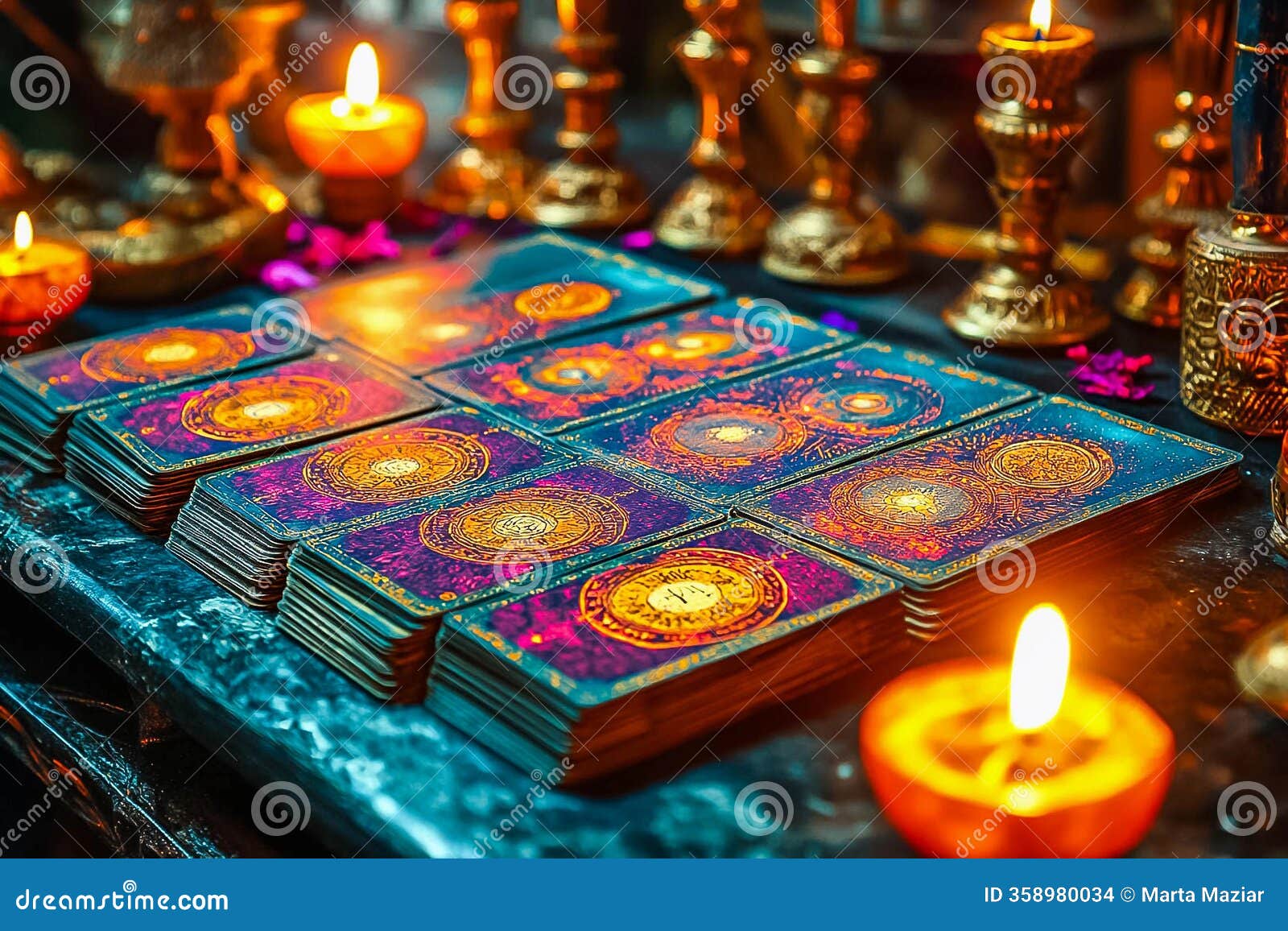 Beautiful and Mystical Deck of Cards for Fortune Telling Stock Photo ...