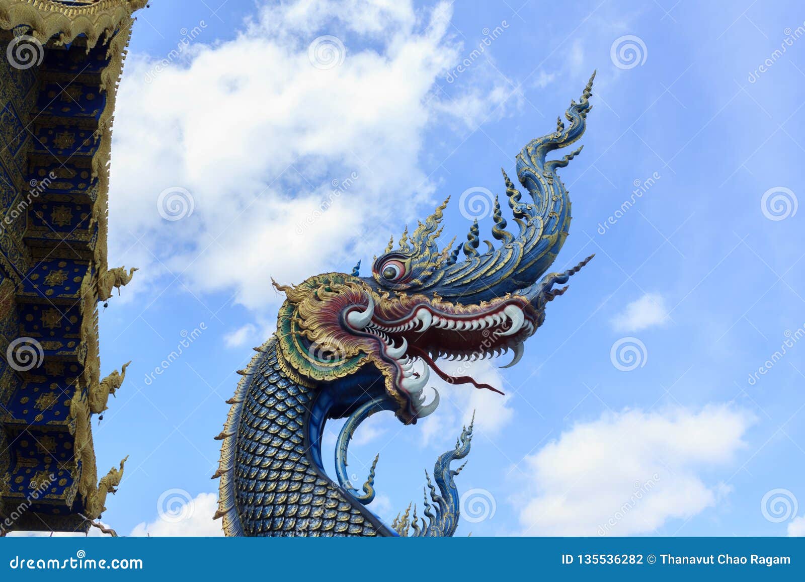 Beautiful Naga Statue Or King Of Nagas Serpent Animal In Buddhist Stock ...