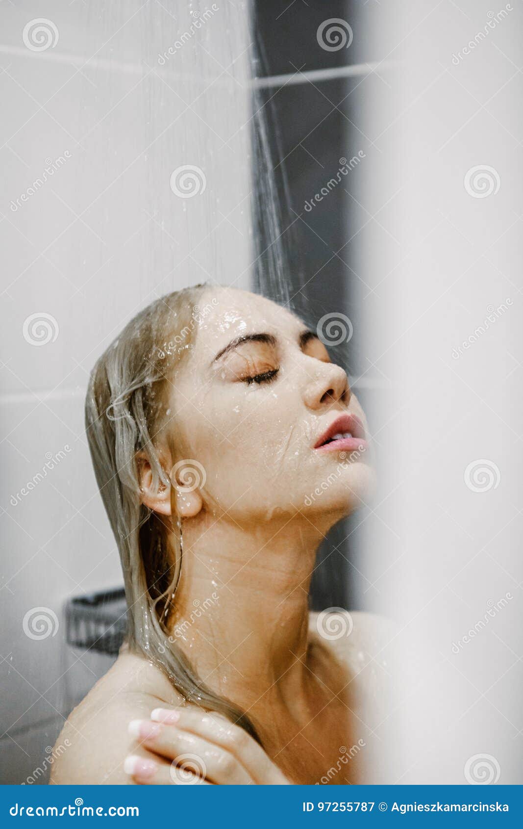 Beautiful Naked Young Woman Taking Shower In Bathroom Royalty Free