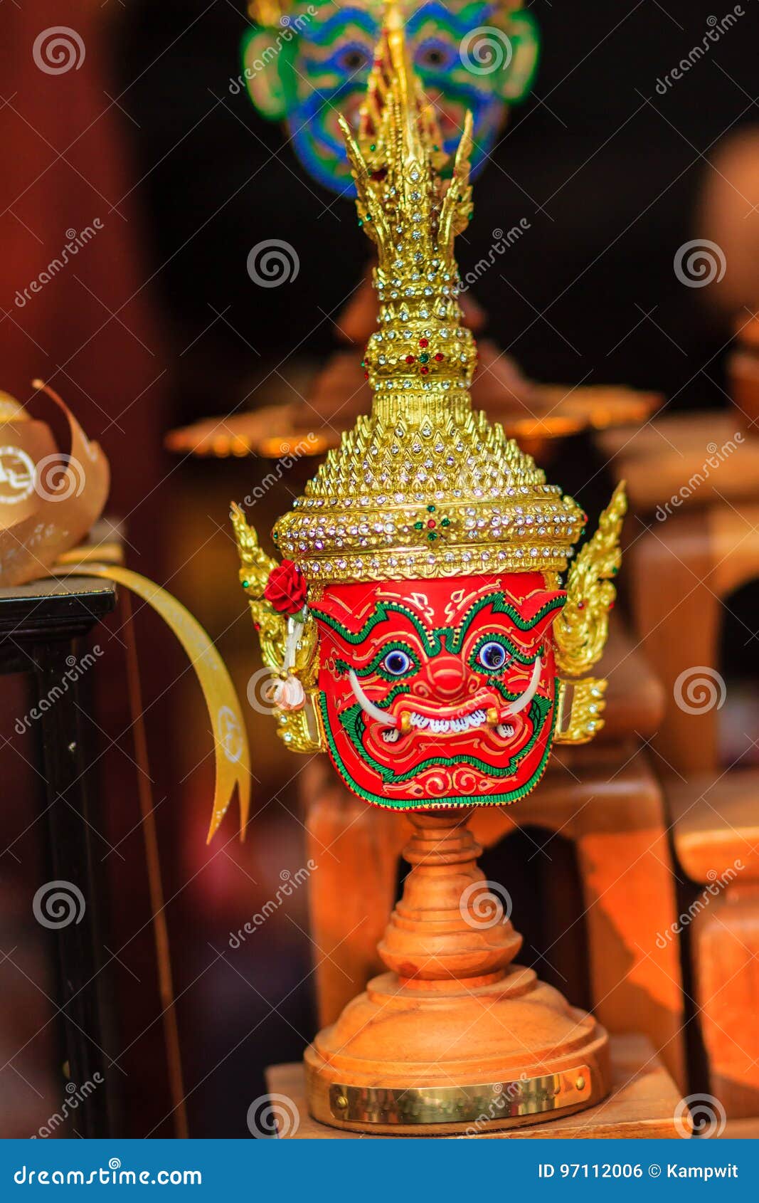 Beautiful Native Thai Giant Khon Mask Use in Royal Performance, Stock ...