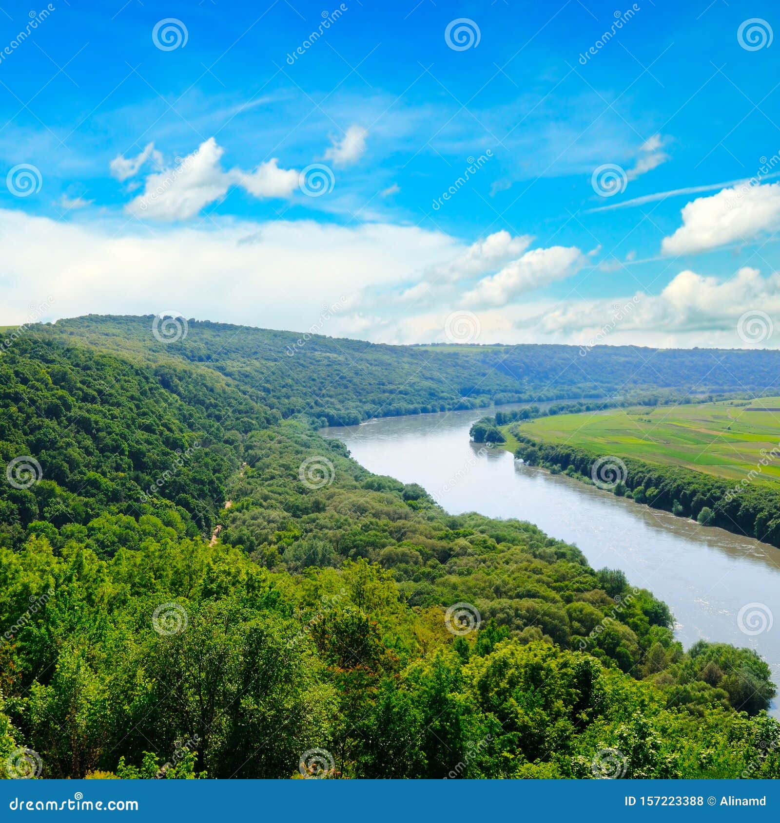 Beautiful Natural Landscape of the River and Forest Stock Photo - Image ...
