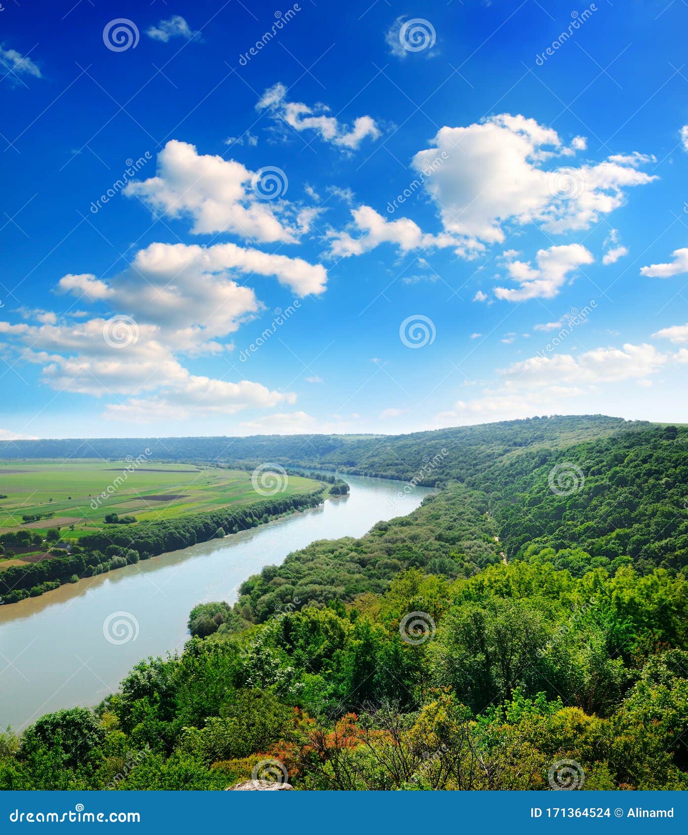 Beautiful Natural Landscape of the River and Forest Stock Photo - Image ...
