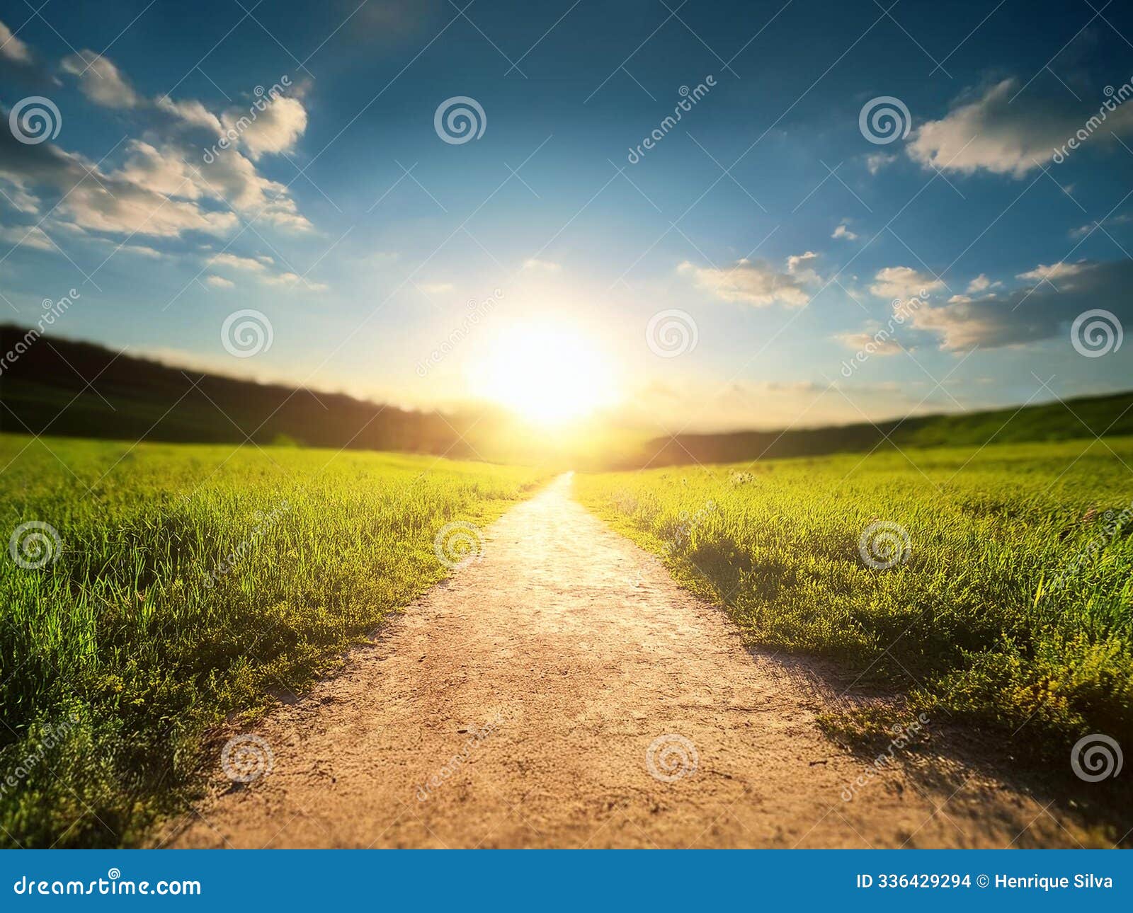 Beautiful Natural Landscape with a Straight and Clean Path, Open Sky ...