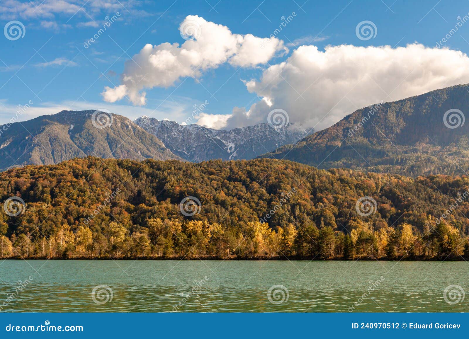 Beautiful Natural Panorama with River and Mountains Stock Photo - Image ...