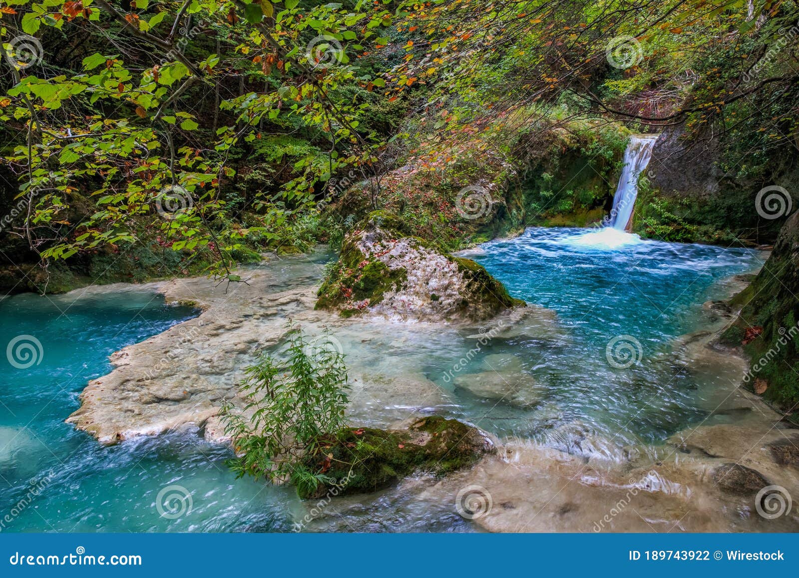 Beautiful Natural Pool at a Forest with Rocks and Cascading Water Stock ...