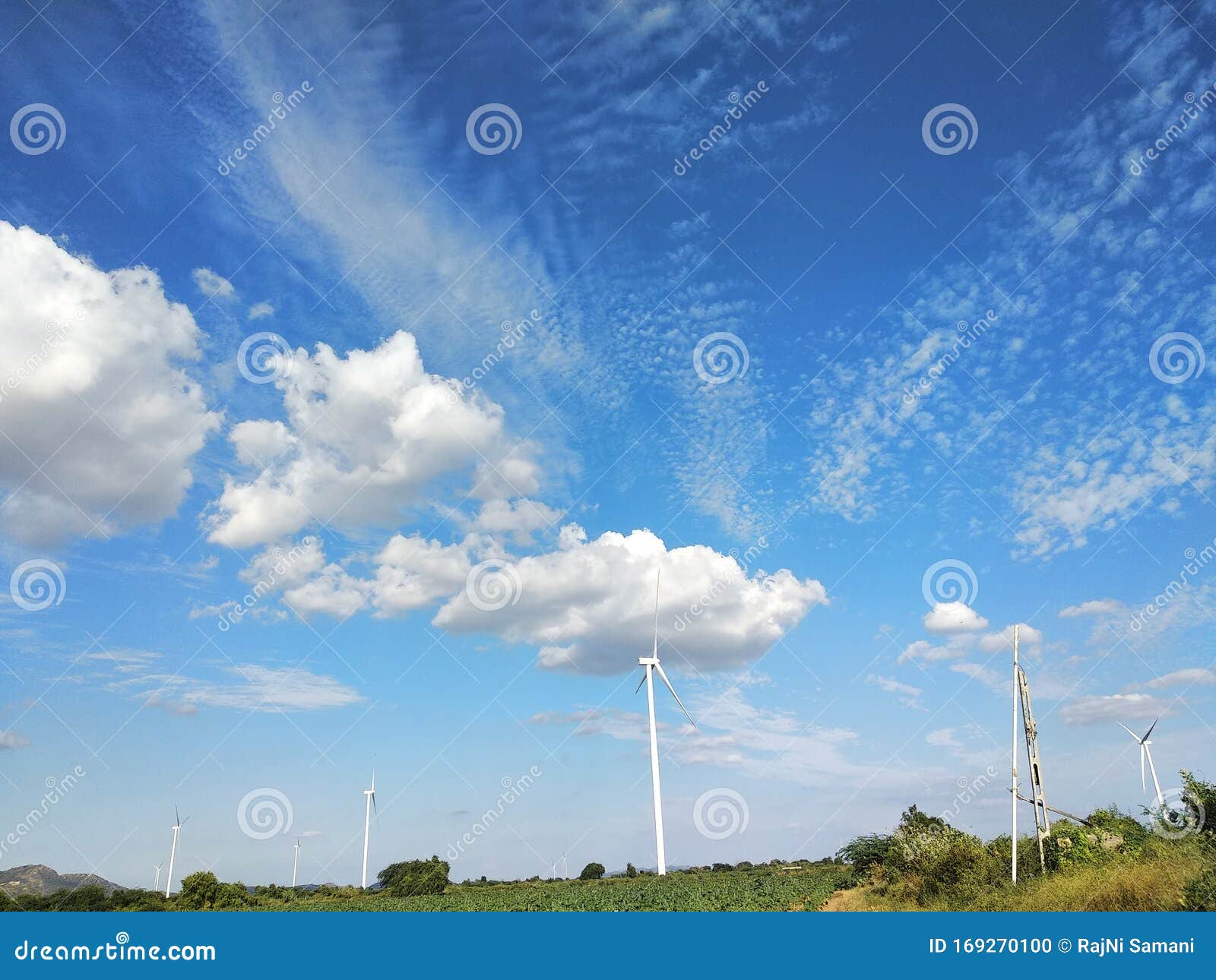Beautiful Natural Scene Clouds and Windfarm Stock Photo - Image of ...