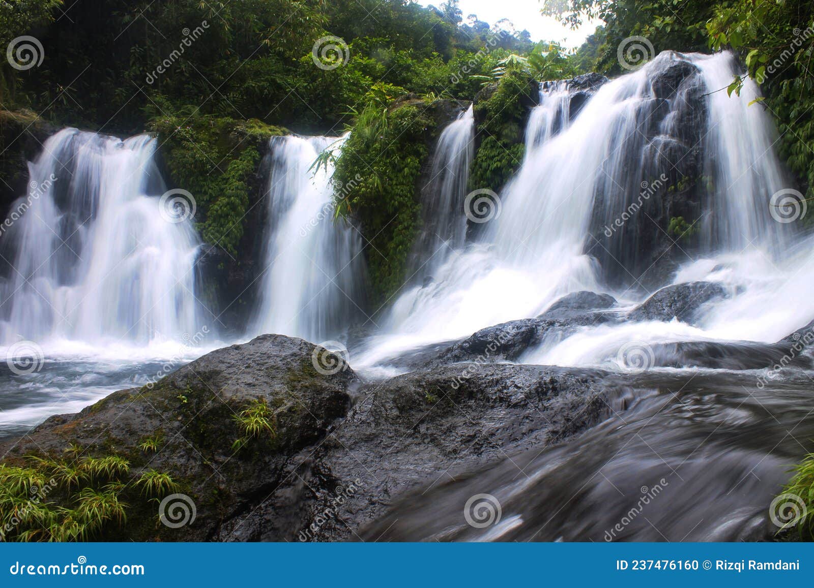 Beautiful Natural Scenery of Five Waterfalls Stock Photo - Image of ...
