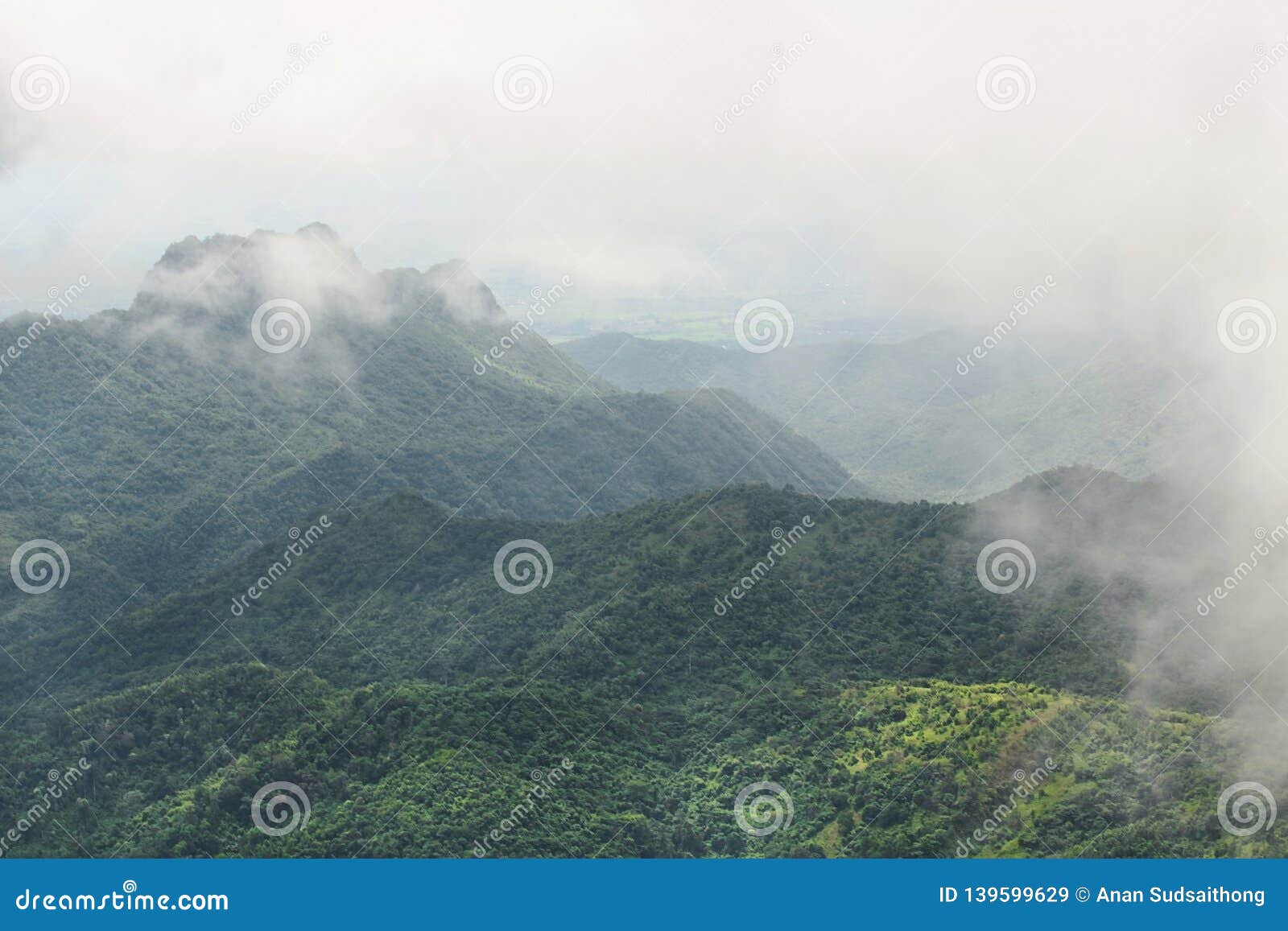 Beautiful Natural Scenery of Mist Over Green Mountain Stock Image ...