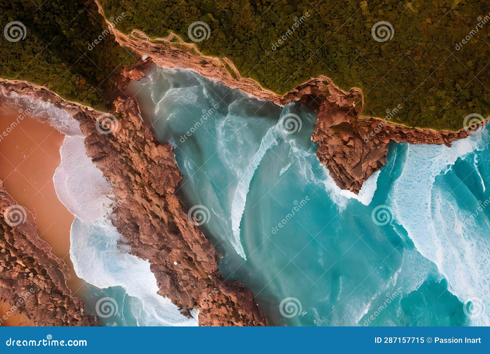 Aerial View Top Down Seashore Big Wave Crashing on Rock Cliff Stock ...