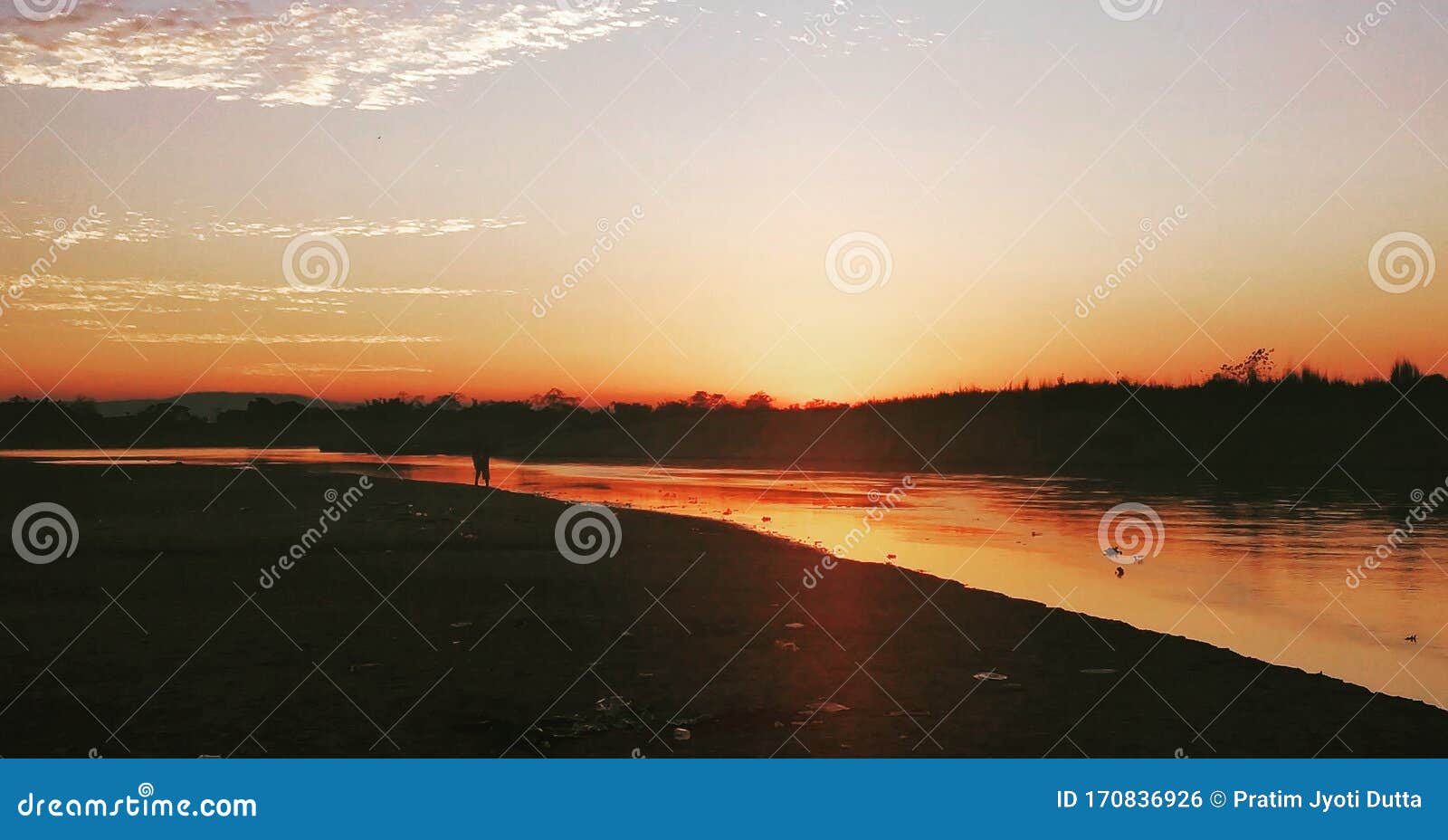 Beautiful Natural Sunset Brahmaputra River in Assam Stock Photo - Image ...
