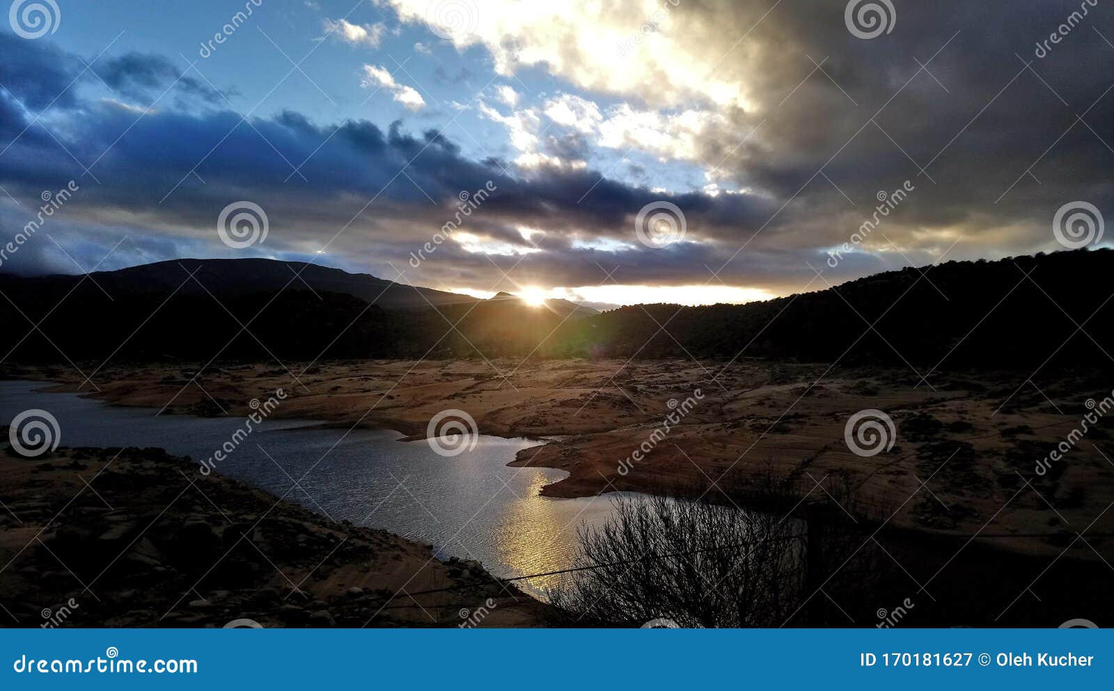 Beautiful Nature with Colorful Sunset Under the River Stock Image ...