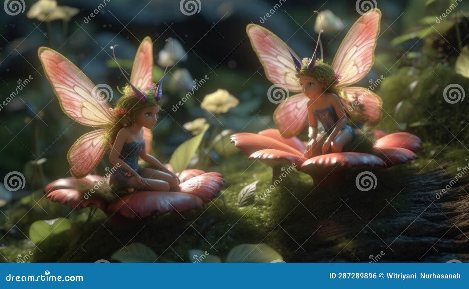 Beautiful Nature Fairy Sitting on a River Stone Stock Illustration ...