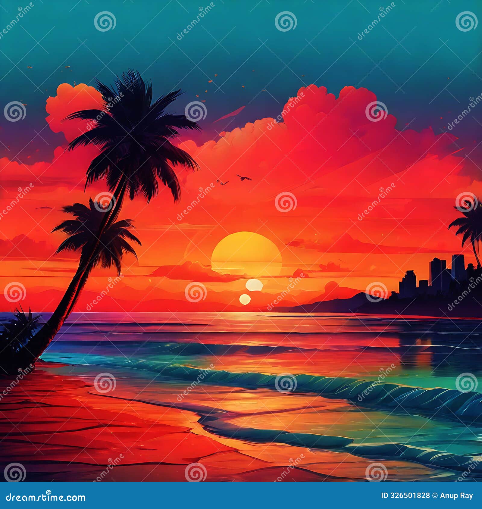 Gradient Beach Sunset Landscape Stock Photo - Image of road, beautiful ...