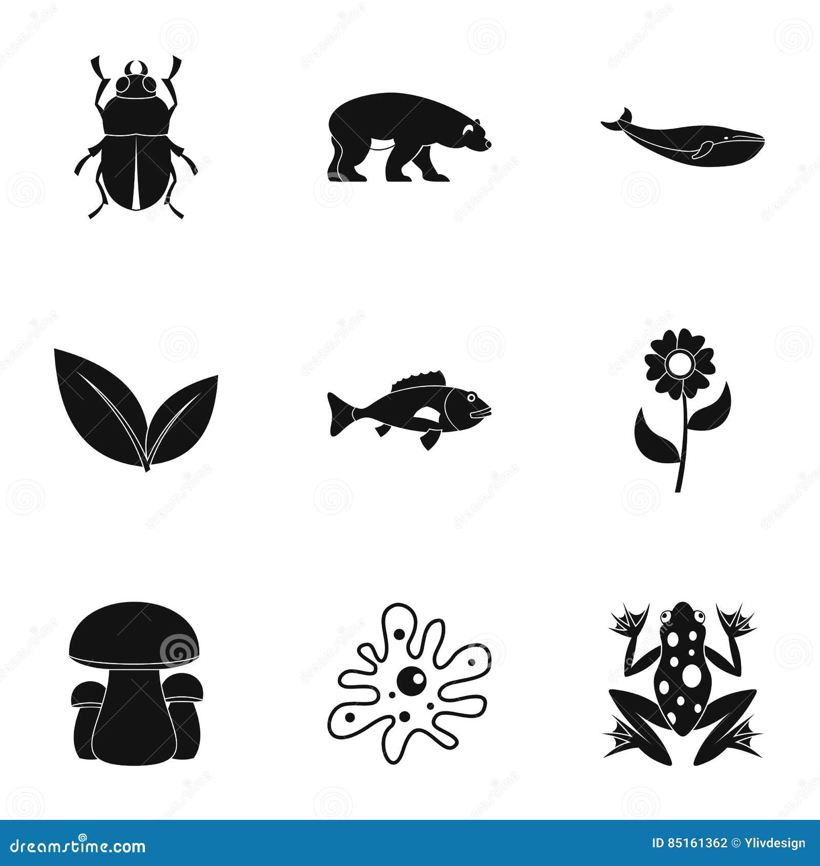 Beautiful Nature Icons Set, Simple Style Stock Vector - Illustration of ...