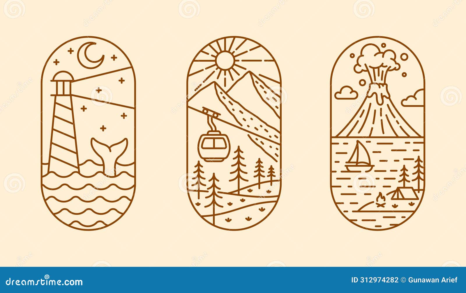 Beautiful Nature Line Art Illustration Vector Stock Illustration ...