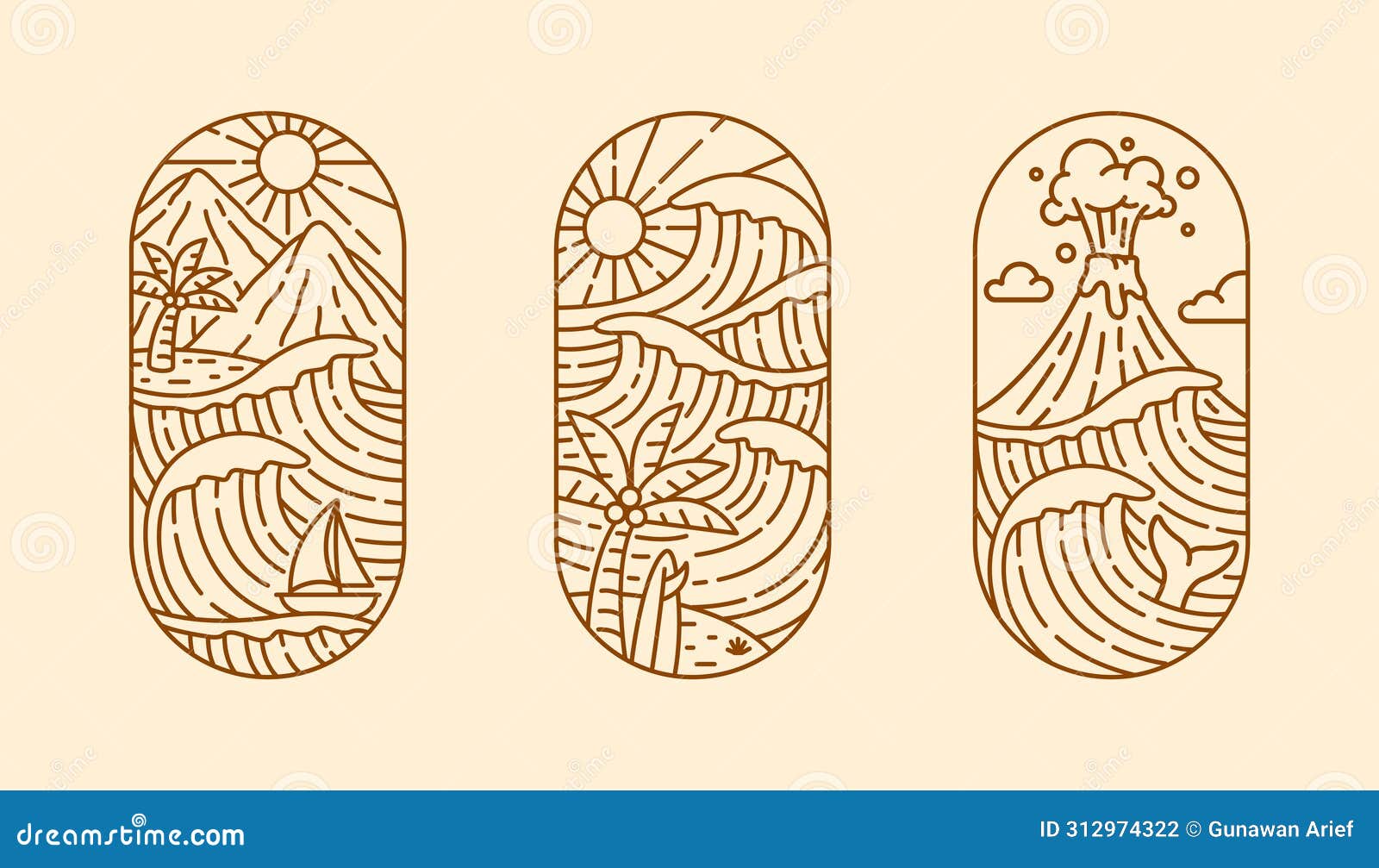 Beautiful Nature Line Art Illustration Vector Stock Vector ...